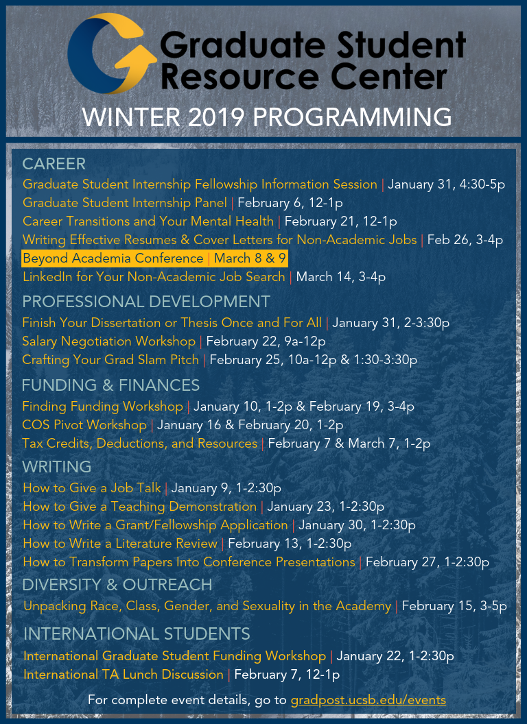Check out our winter 2019 programming lineup! | Professional Development